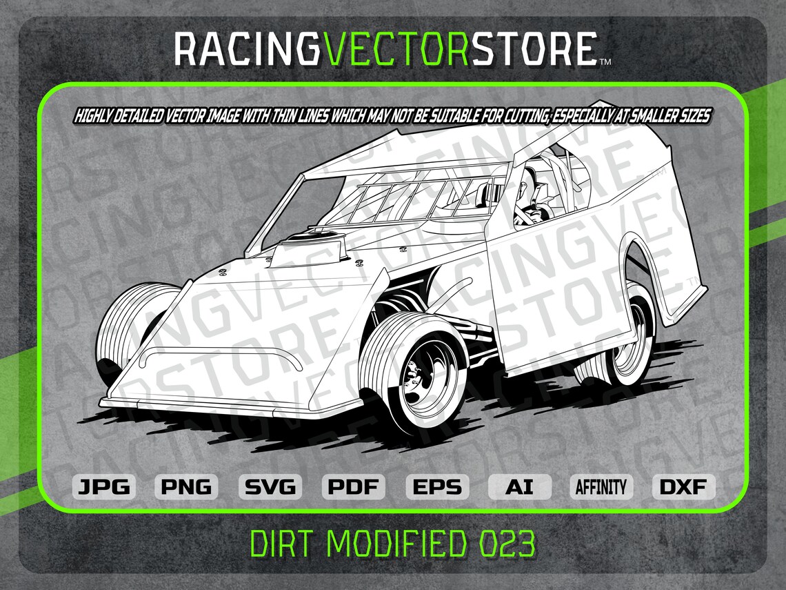Dirt Modified Race Car Highly Detailed Vector Image in .svg .eps .pdf ...