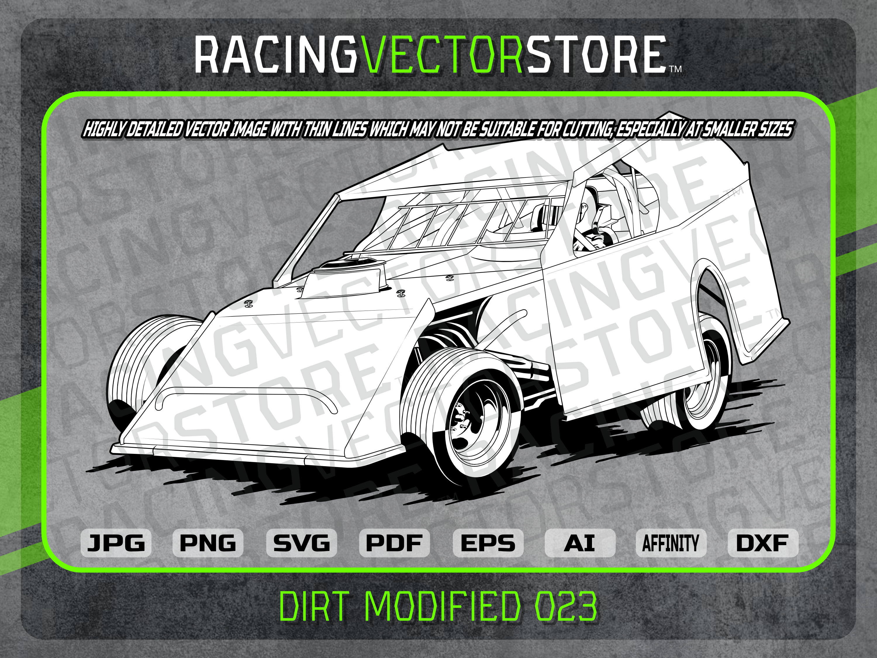 Dirt Modified Race Car Highly Detailed Vector Image in .svg .eps .pdf ...