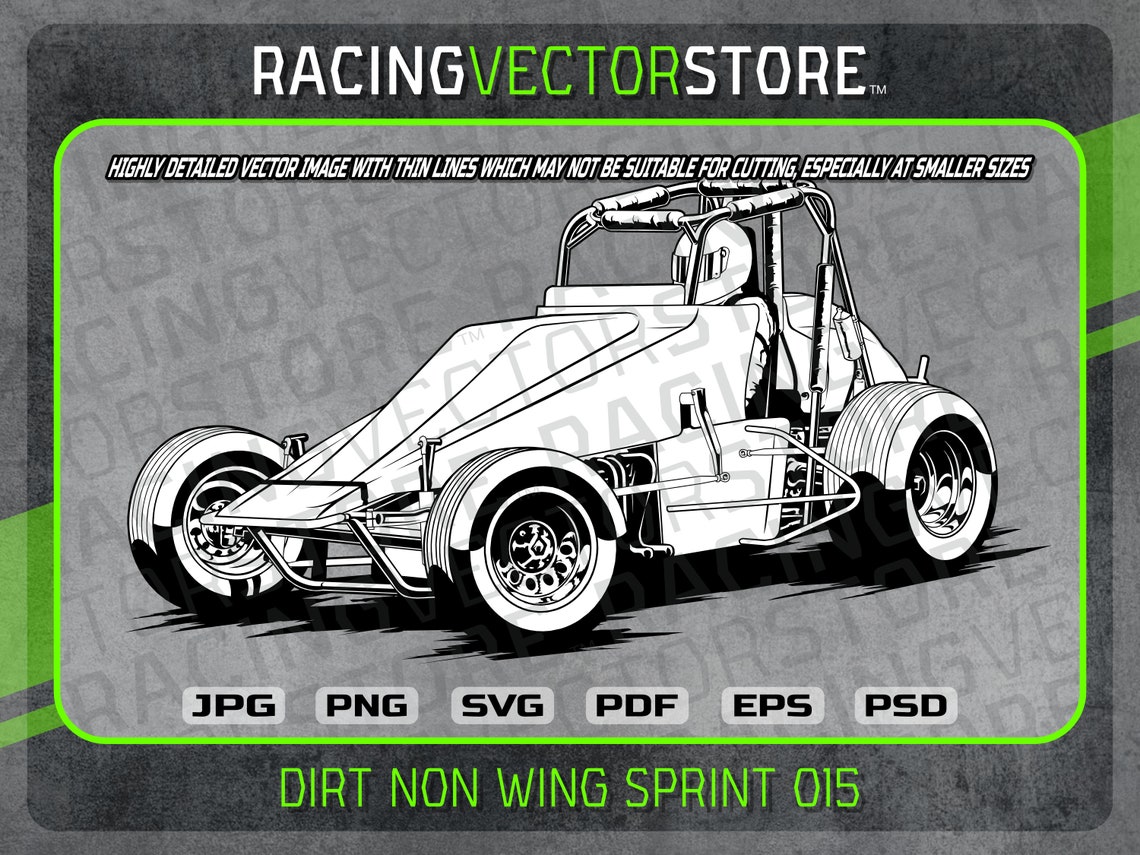 Dirt Track Sprint Car Race Car Highly Detailed Vector Image in .svg ...