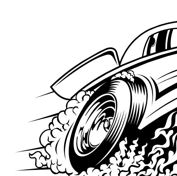 Drag Racing Cartoon Funny Car Race Car Highly Detailed Image in .svg ...