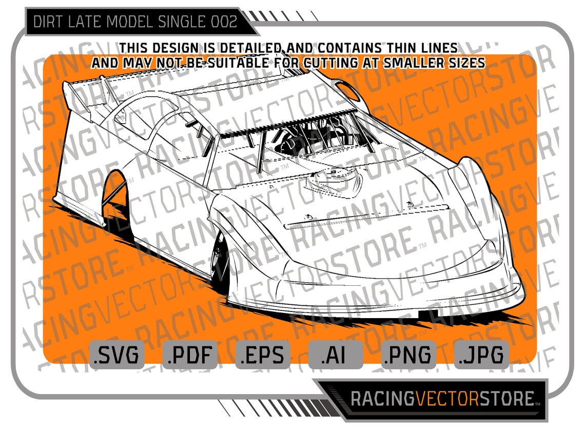 Dirt Late Model Race Car Highly Detailed Image in .svg .ai .eps .pdf ...