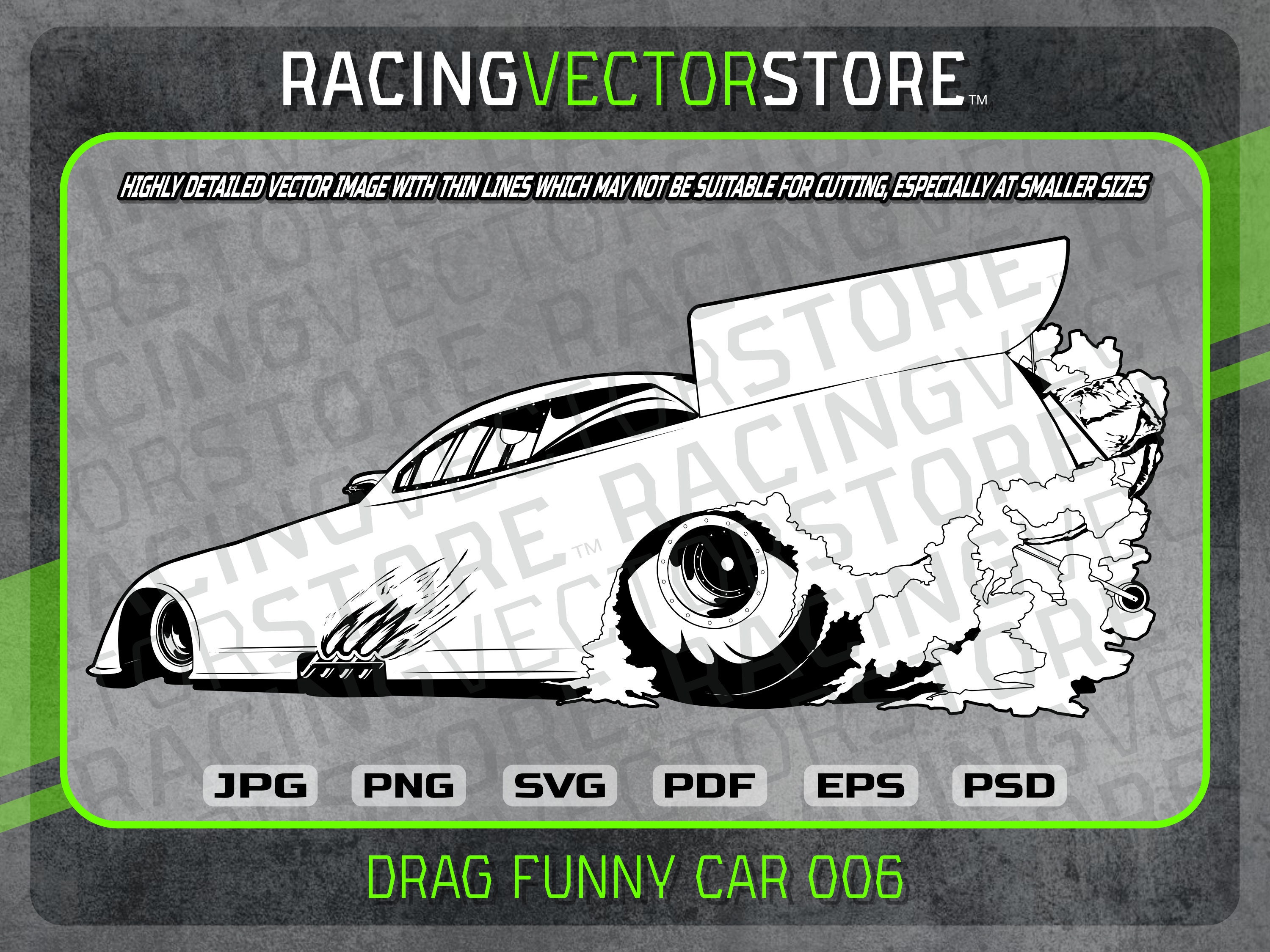 Drag Racing Funny Car Race Car Highly Detailed Image in .svg .ai .eps ...