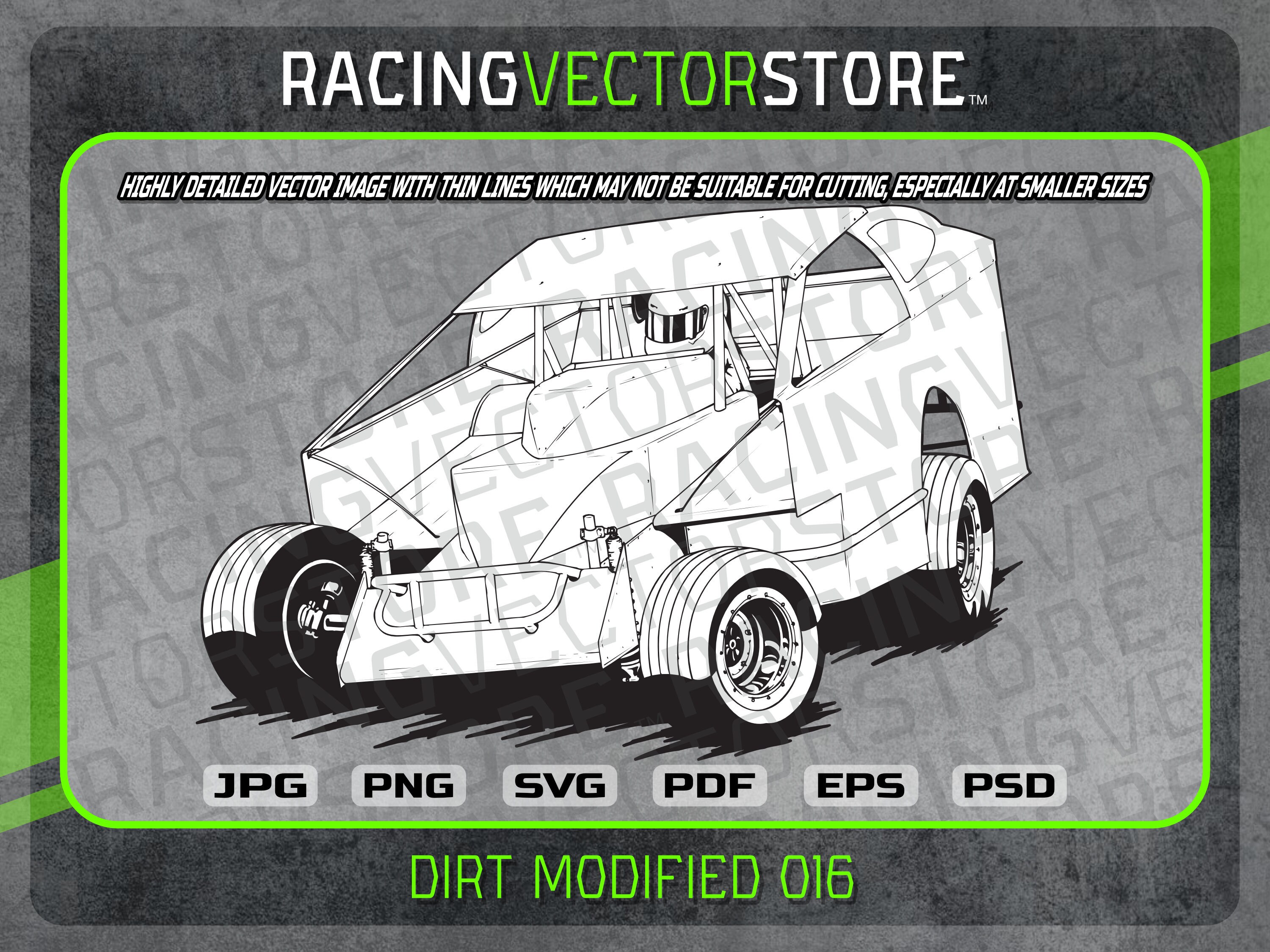 Dirt Track Modified Race Car Highly Detailed Vector Image in .svg .eps ...