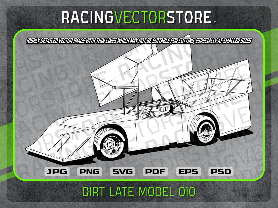 Dirt Late Model Vintage Race Car Highly Detailed Vector Image in .svg ...