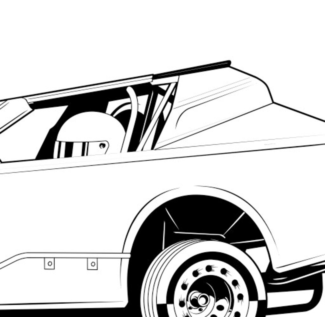 Dirt Track Mini Modified Dwarf Race Car Highly Detailed Vector Clipart ...