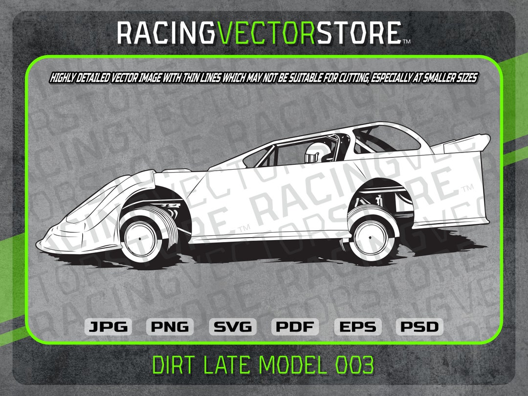 Dirt Late Model Race Car Highly Detailed Vector Image in .svg .ai .pdf ...