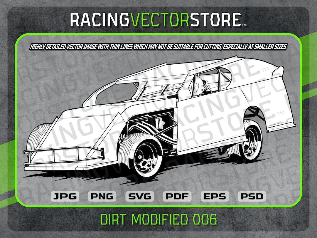 Dirt Modified Race Car Highly Detailed Image in .svg .ai .eps .pdf .png ...