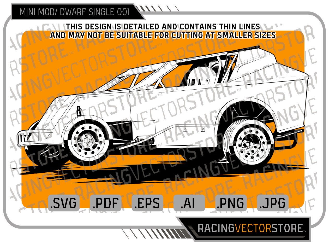 Dirt Track Mini Modified Dwarf Race Car Highly Detailed Vector Clipart ...