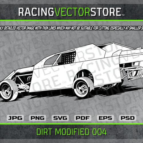 Dirt Modified Race Car Detailed Vector Image in .svg .ai .eps - Etsy
