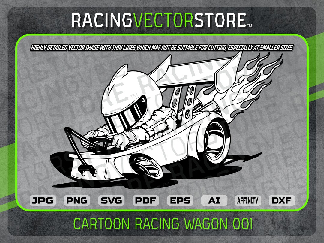 Cartoon Racing Wagon Highly Detailed Vector Clipart Image in .svg .ai ...