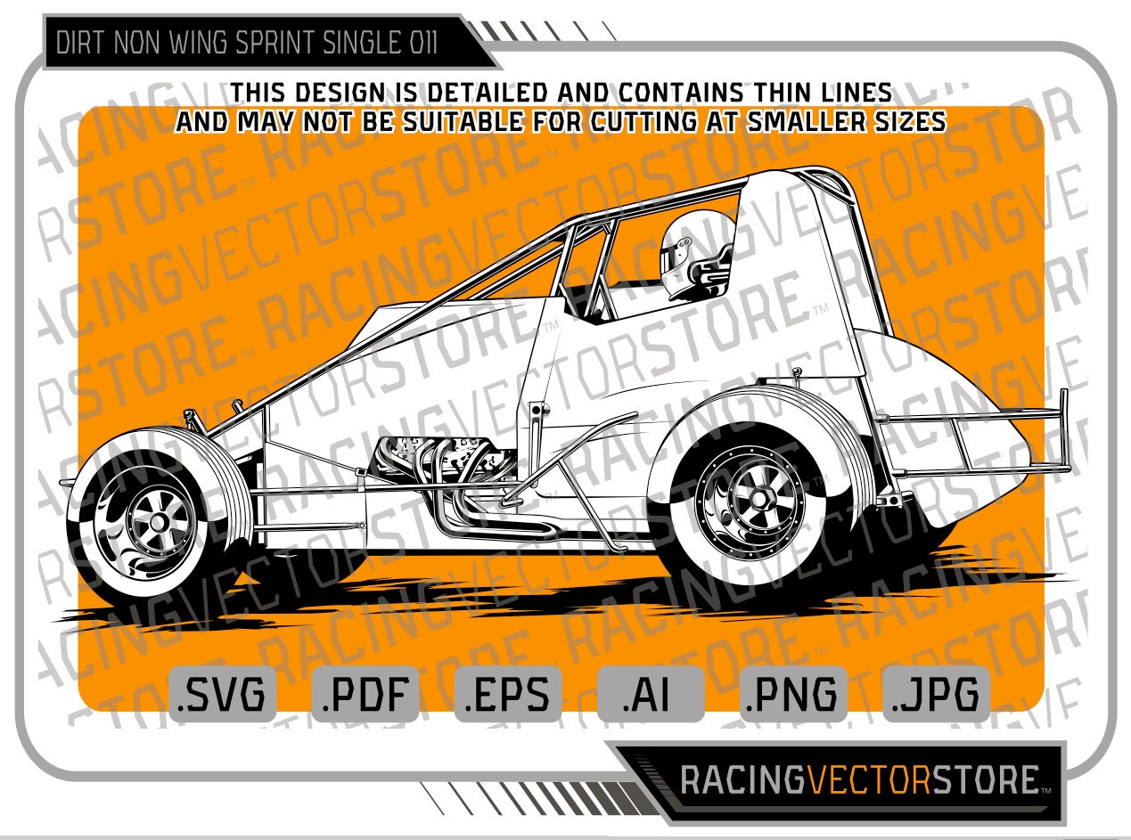 Dirt Track Sprint Car Race Car Highly Detailed Image in .svg .ai .eps ...