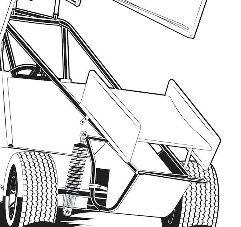 Dirt Micro Sprint Mini Sprint Race Car Highly Detailed Vector Image in ...