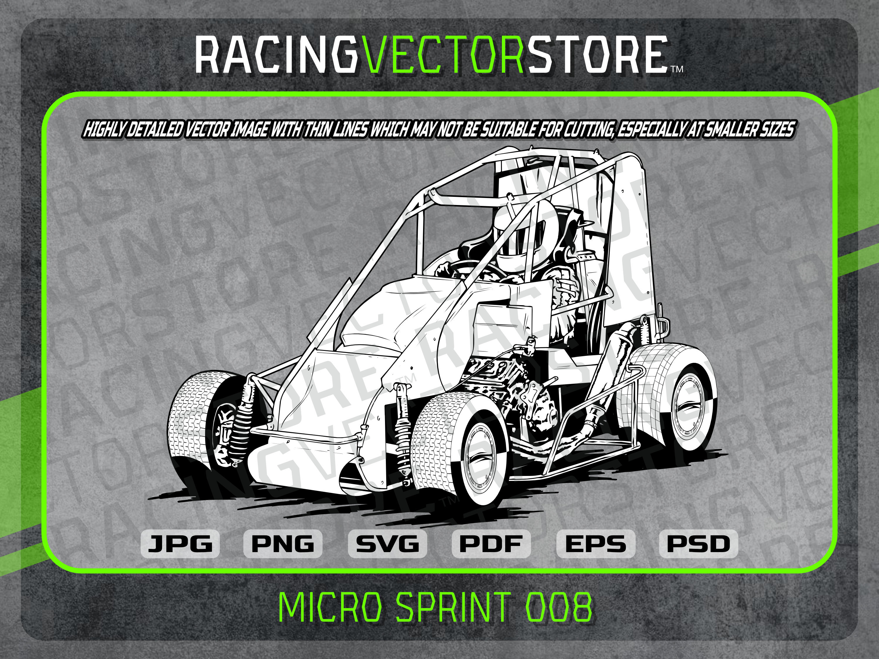 Dirt Micro Sprint Mini Sprint Race Car Highly Detailed Vector Image in ...