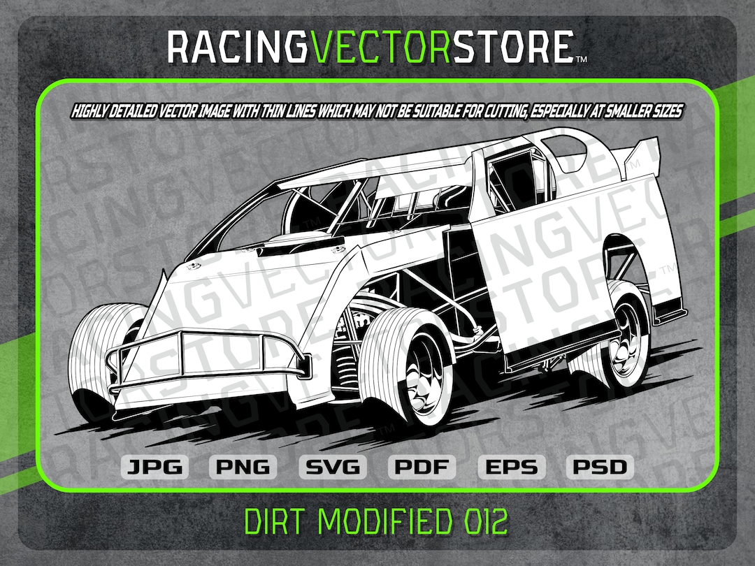 Dirt Track Modified Race Car Highly Detailed Vector Image in .svg .ai ...