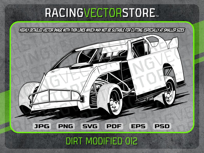 Dirt Track Modified Race Car Highly Detailed Vector Image in .svg .ai ...