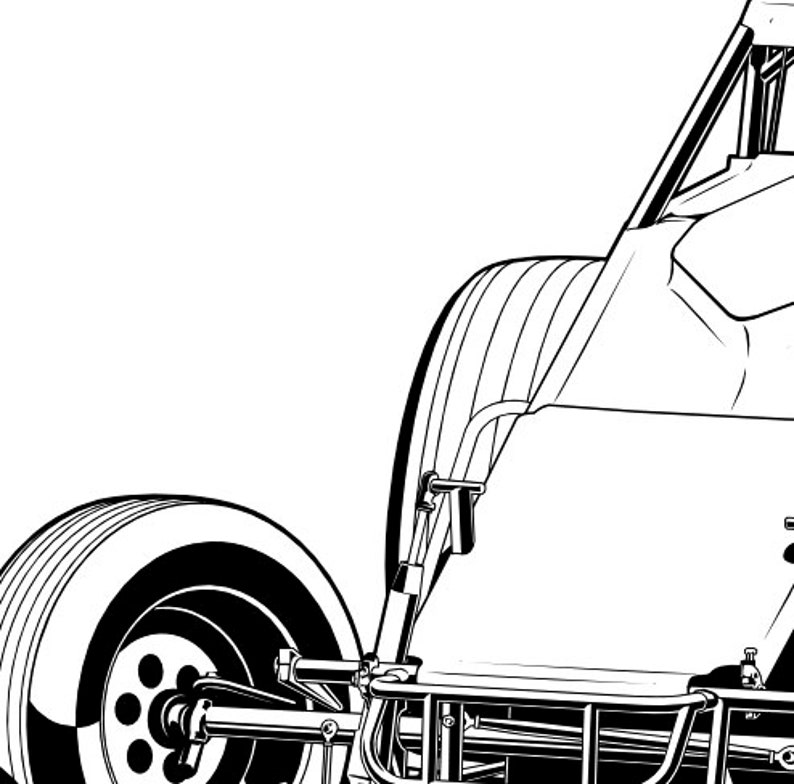 Dirt Track Sprint Car Race Car Highly Detailed Vector Image in .svg ...