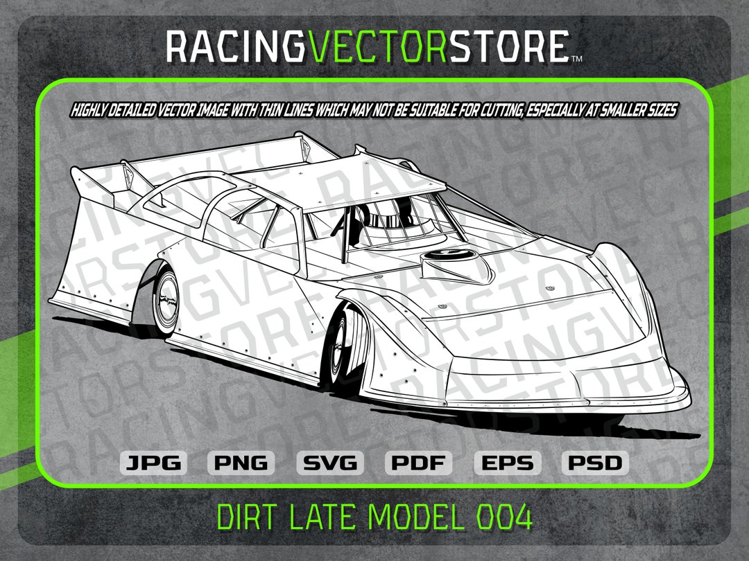 Dirt Late Model Race Car Highly Detailed Vector Image in .svg .ai .pdf ...