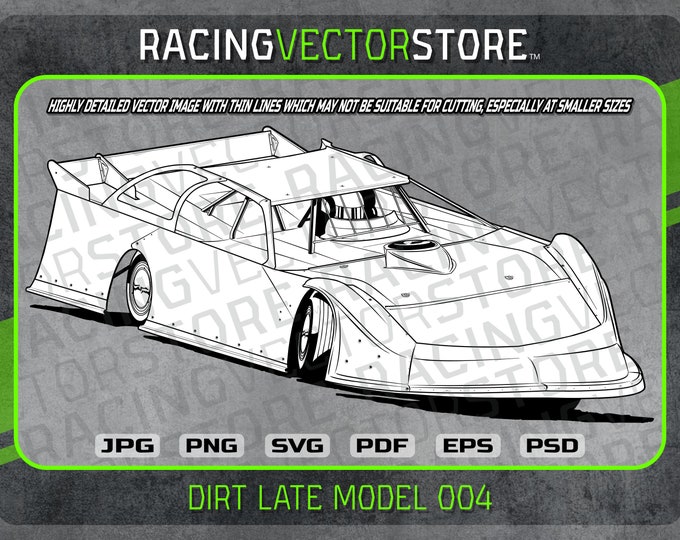 Dirt Late Model Race Car Highly Detailed Vector Image in .svg .ai .pdf ...