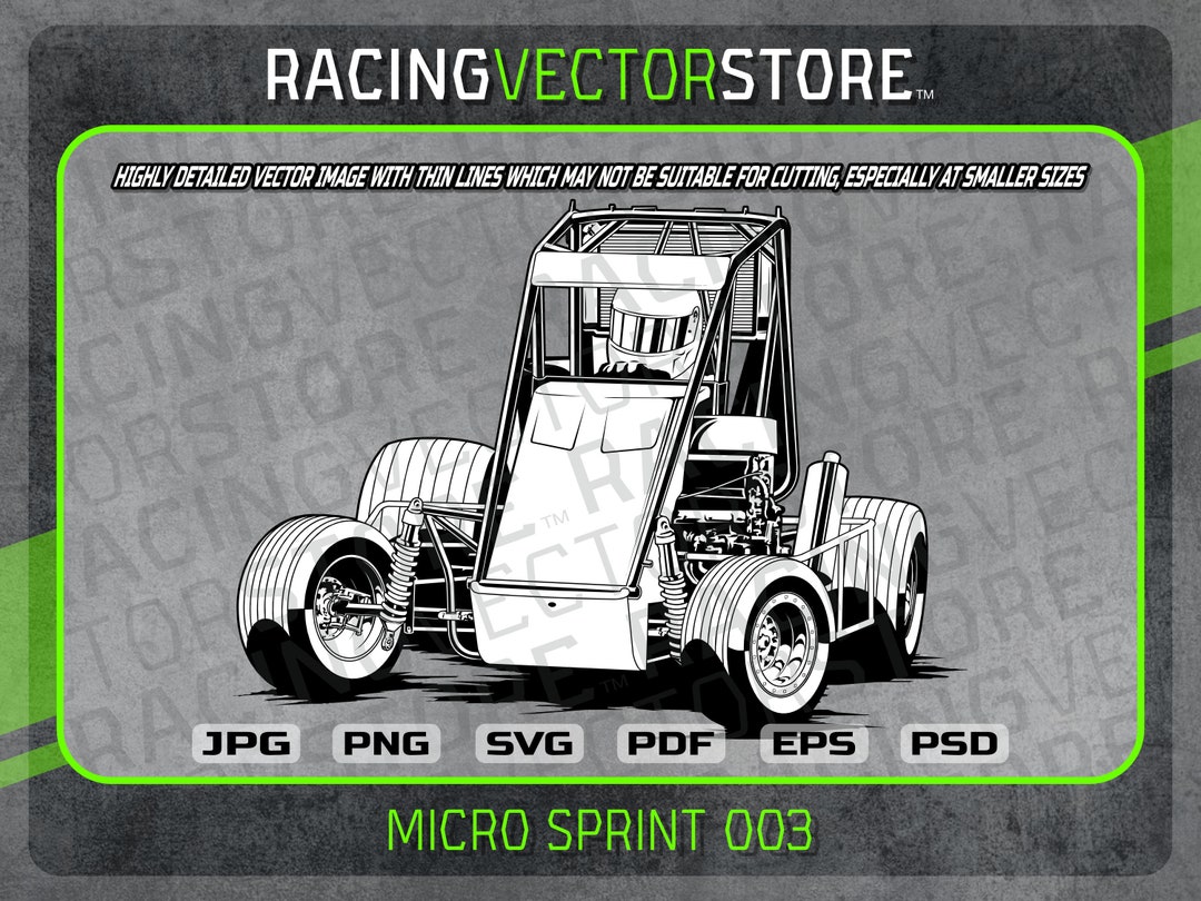 Dirt Micro Sprint Mini Sprint Race Car Highly Detailed Image in .svg ...