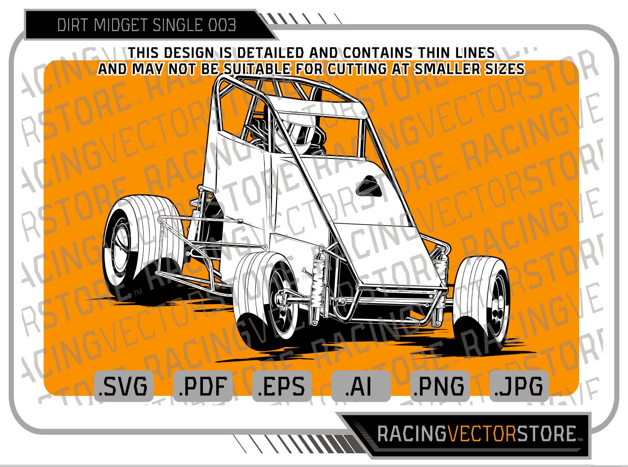 Dirt Track Midget Race Car Highly Detailed Image in .svg .ai .eps .pdf ...