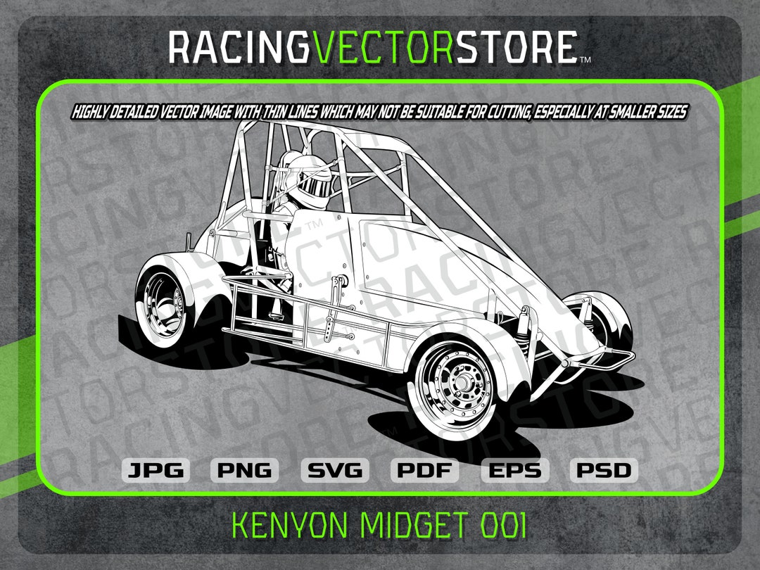 Pavement Kenyon Midget Race Car Highly Detailed Vector Image in .svg ...