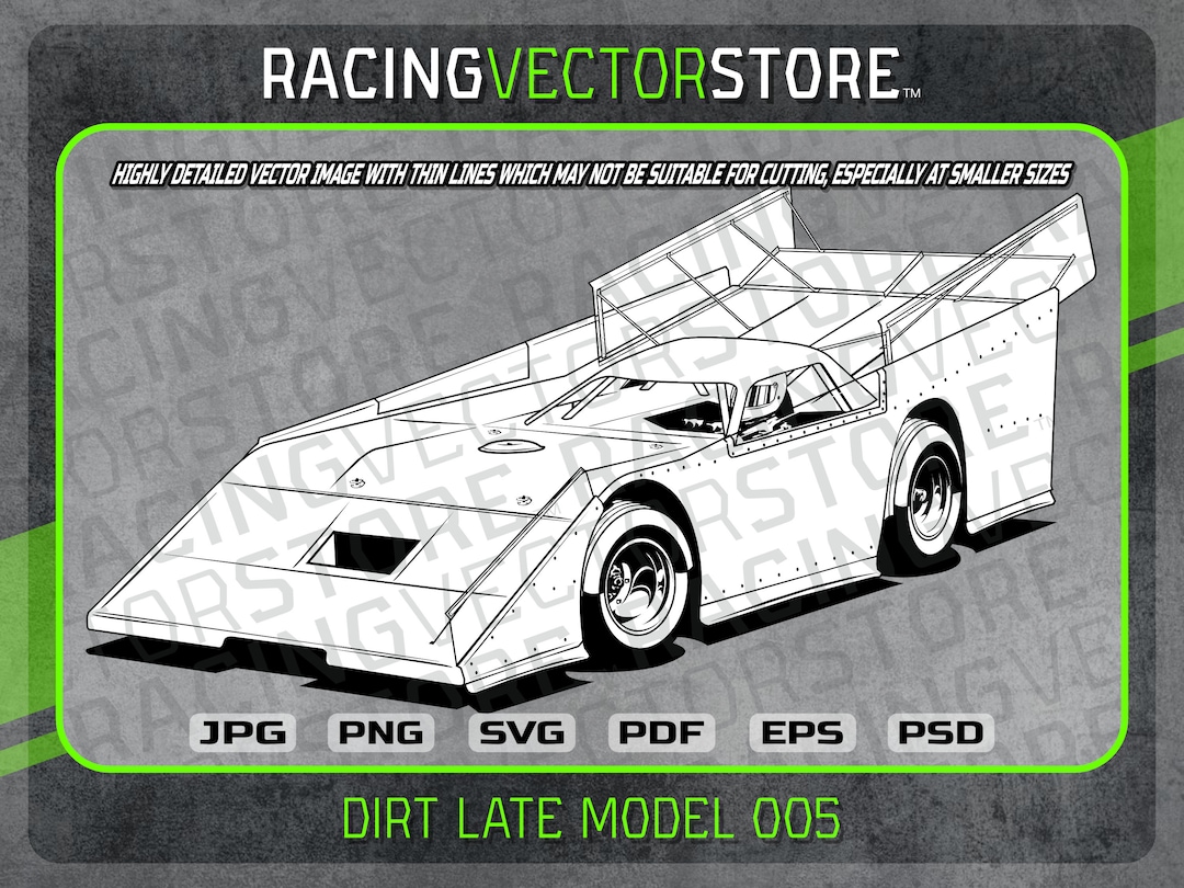 Dirt Late Model Vintage Wedge Race Car Highly Detailed Image in .svg ...