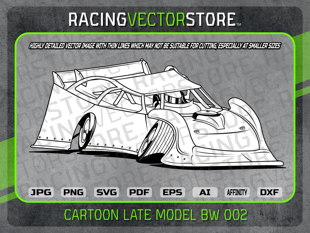 Cartoon Dirt Late Model Race Car Highly Detailed Vector Image in .svg ...