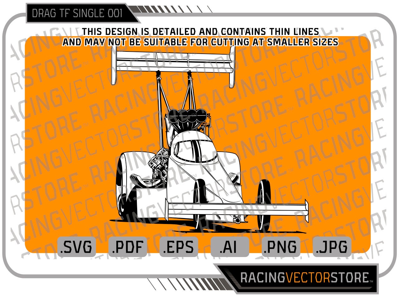 Top Fuel Dragster Race Car Detailed Vector Image in .svg .ai .eps .pdf ...