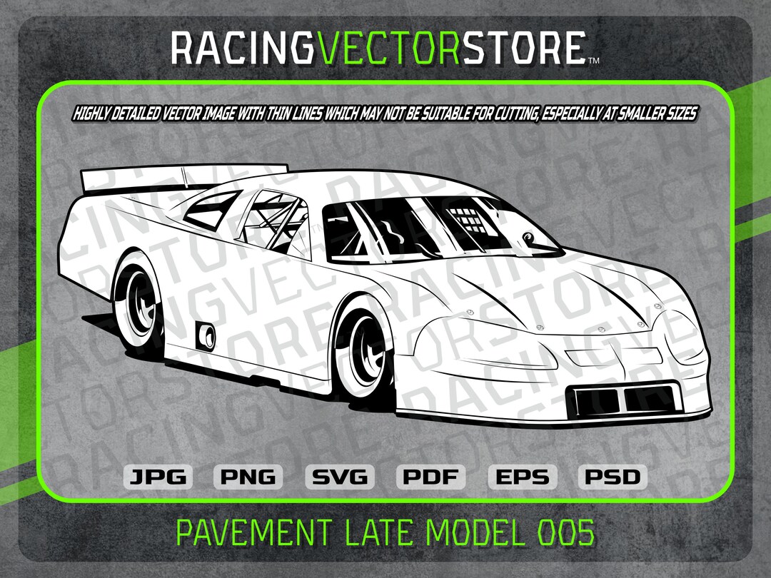 Pavement Late Model Race Car Highly Detailed Vector Image in .svg .pdf ...