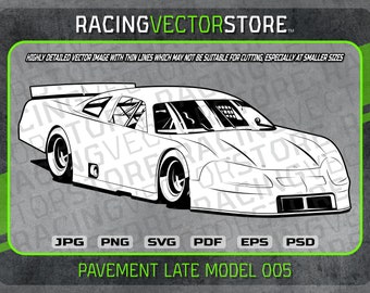 Dirt Late Model Race Car Highly Detailed Vector Image in .svg .ai .pdf ...