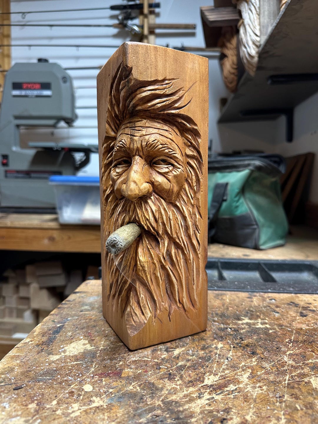 Old Wood Spirit Smoking a Cigar - Etsy