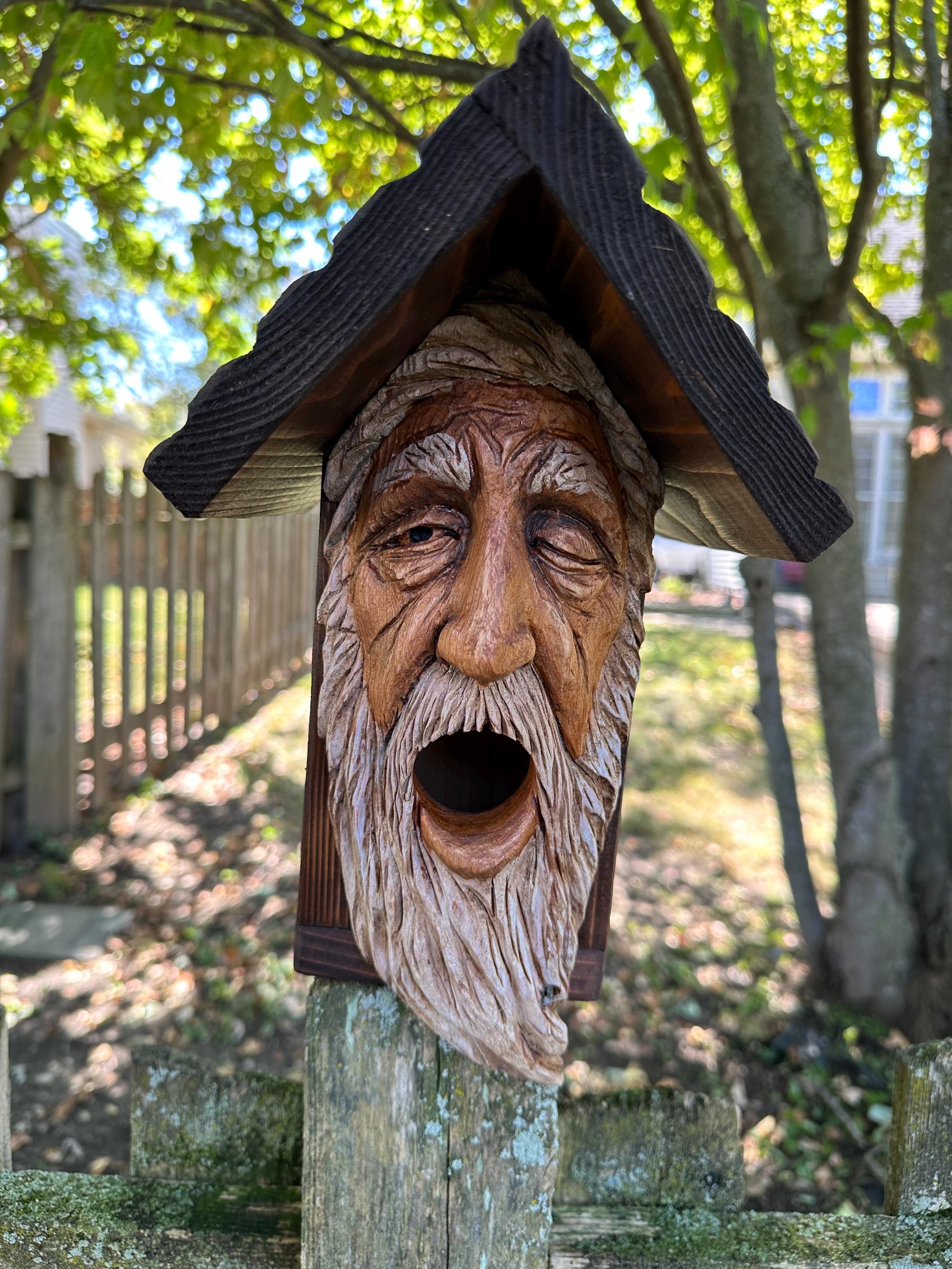 Sleepy Old Wood Spirit Birdhouse - Etsy