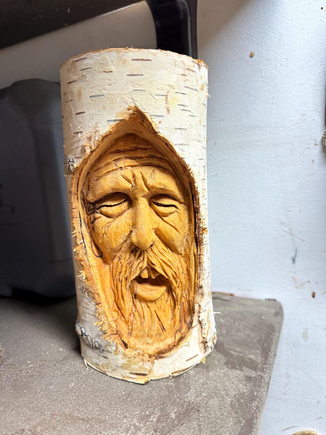 Wood Spirit in a Birch Log - Etsy