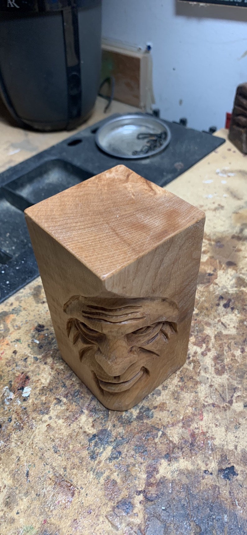 Face in Hardwood Pencil/pen Holder - Etsy