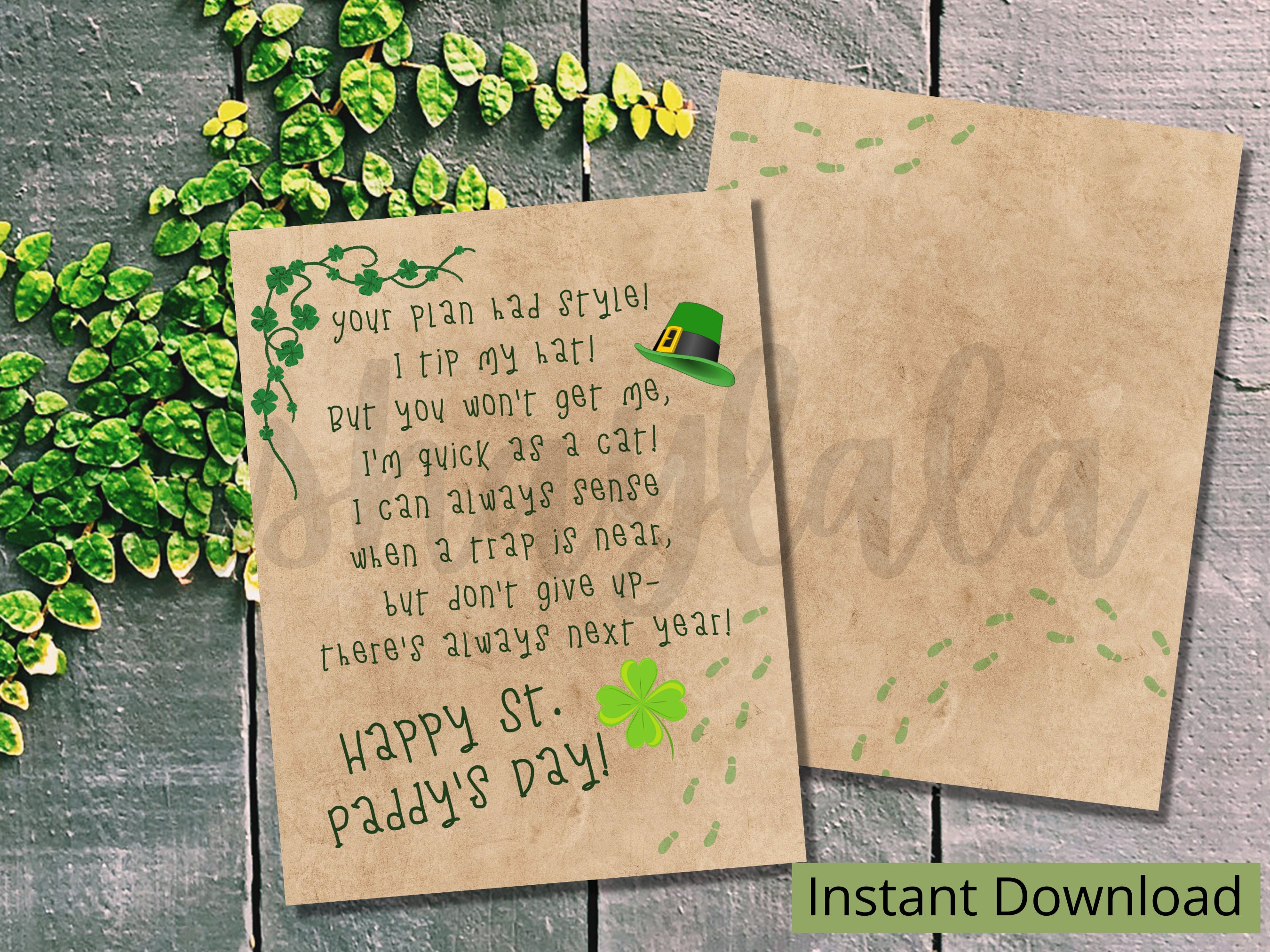 Simple Printable Leprechaun Letter, St. Patrick's Day Note, Optional ...