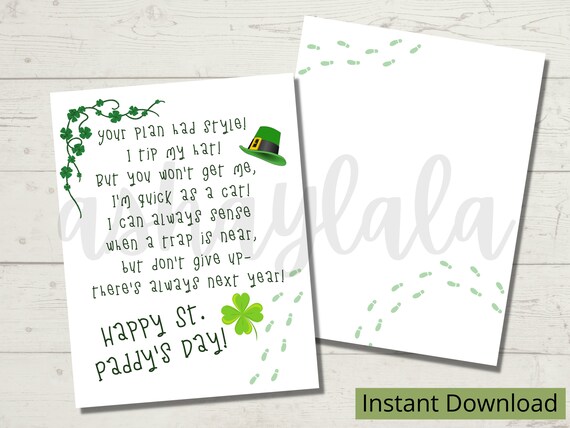 Simple Printable Leprechaun Letter St. Patrick's Day | Etsy
