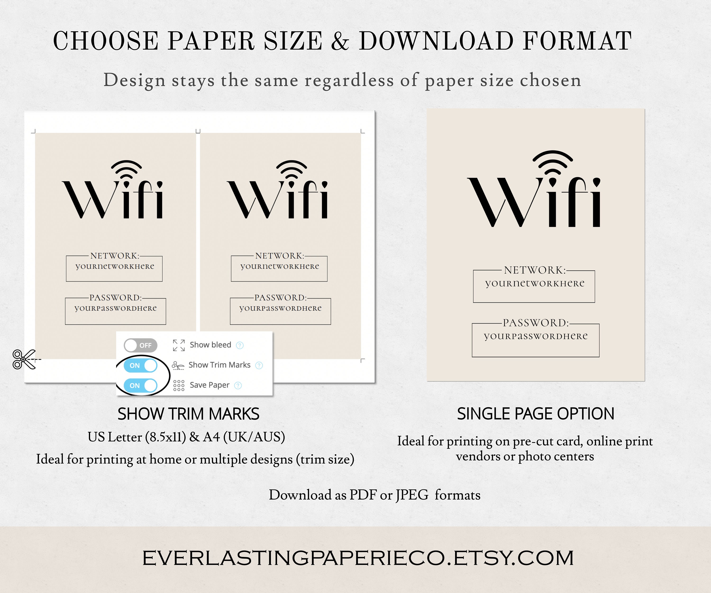 WIFI Password Sign Template Digital Download Printable Guest Wi-fi ...