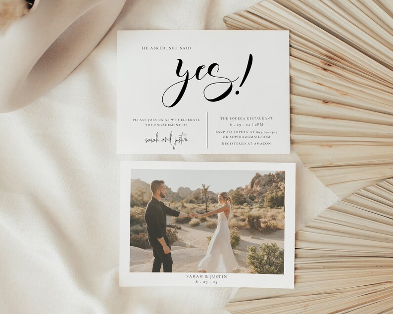 Wedding Engagement Party Invitation Template | Minimalist Photo ...