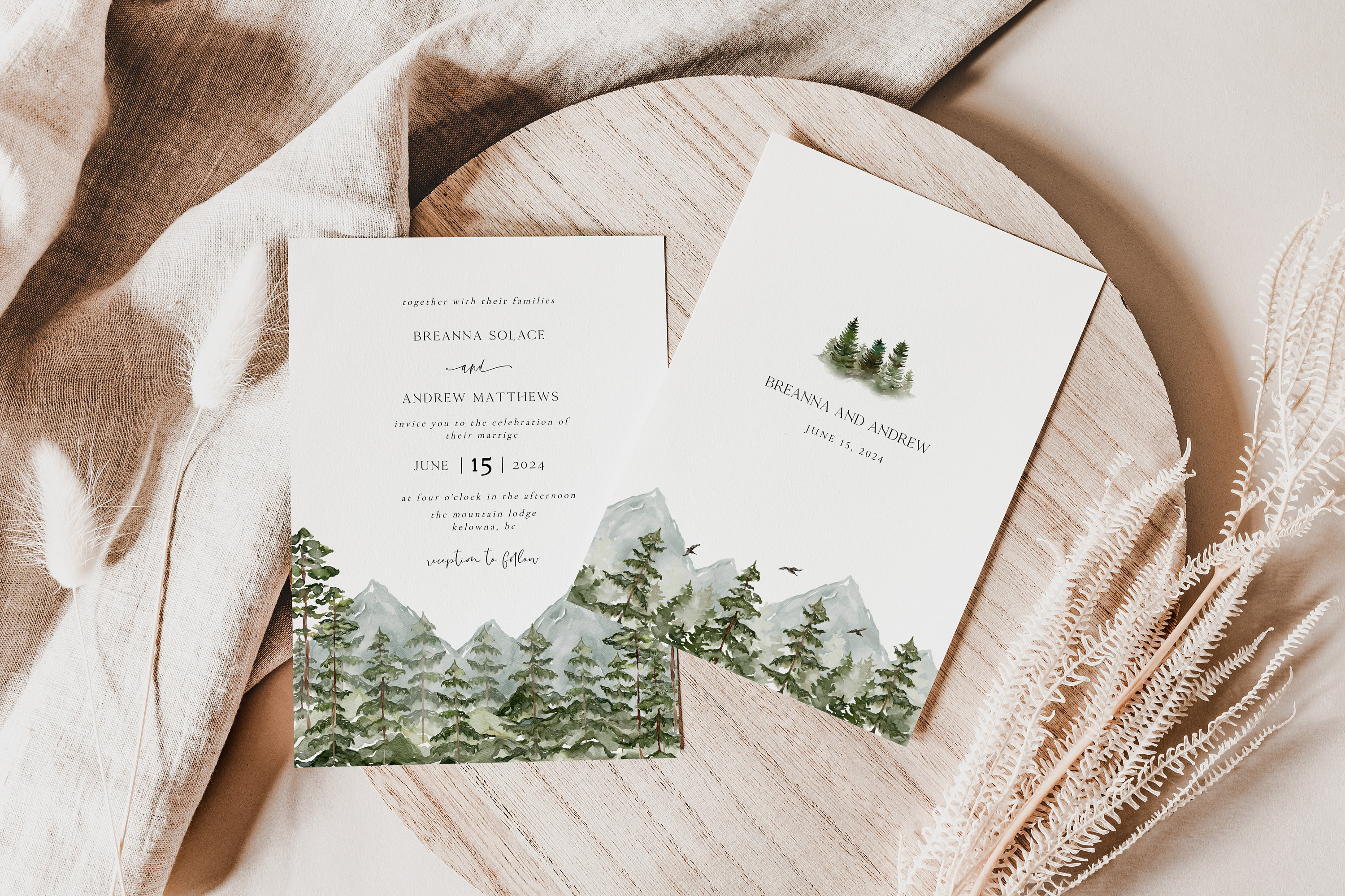 DANA Rustic Mountain Wedding Invitation Set Including Details and RSVP ...