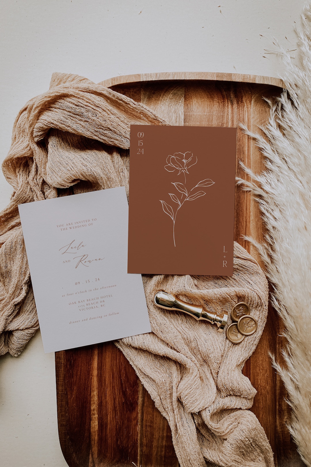 SOFIA Rust Wedding Invitation Template | Terracotta Floral Editable ...