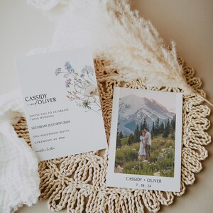ETHEREAL Floral Wedding Invitation | Front and Back Photo Wedding ...
