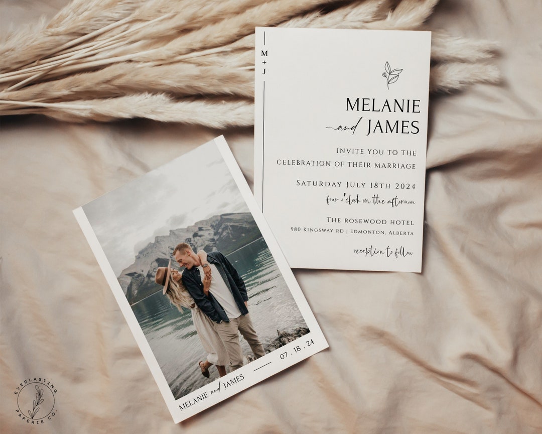 BLISS Minimalist Wedding Invitation Including Photo Back Option | Front ...