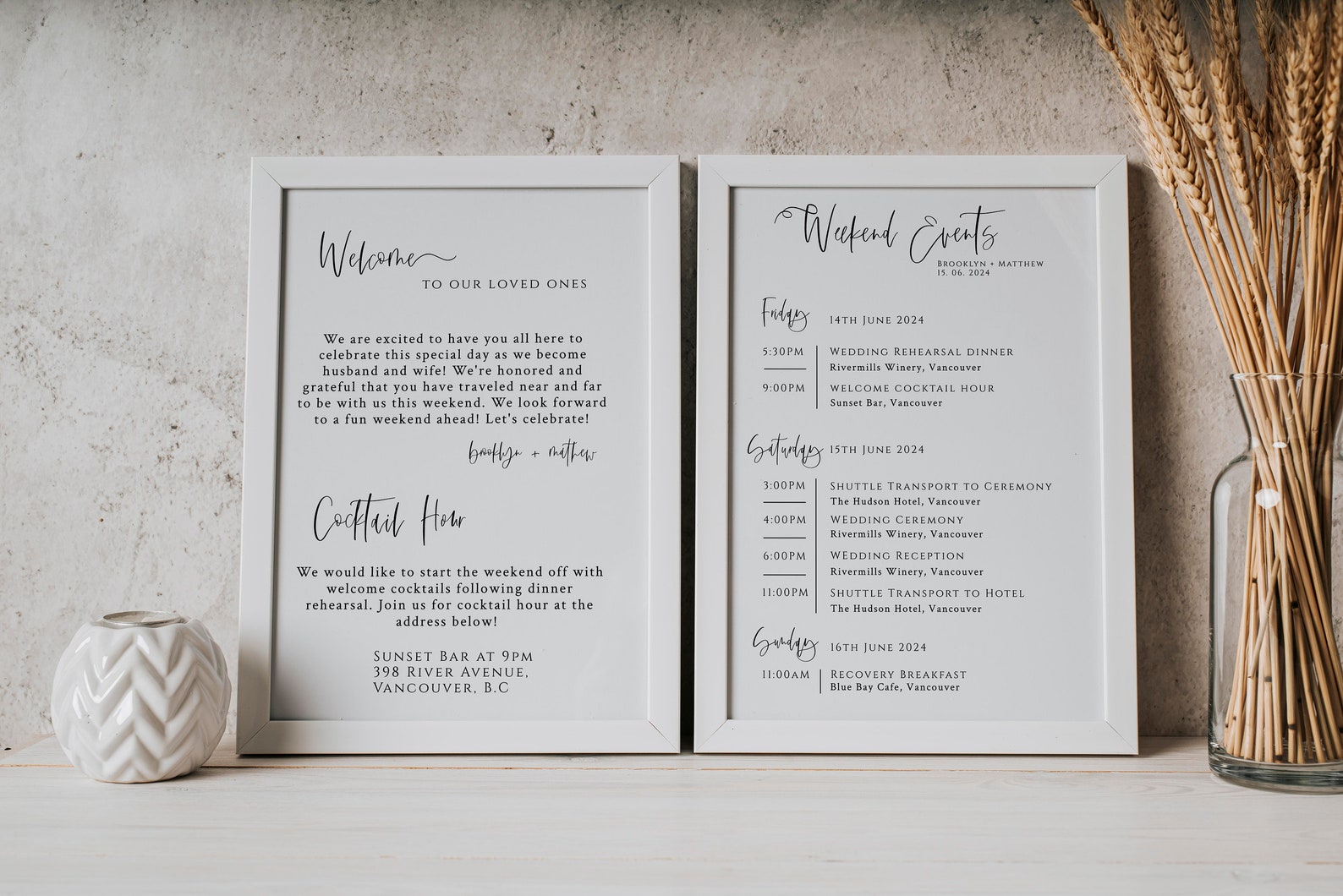 Wedding Events Timeline Template Front and Back Program Template ...