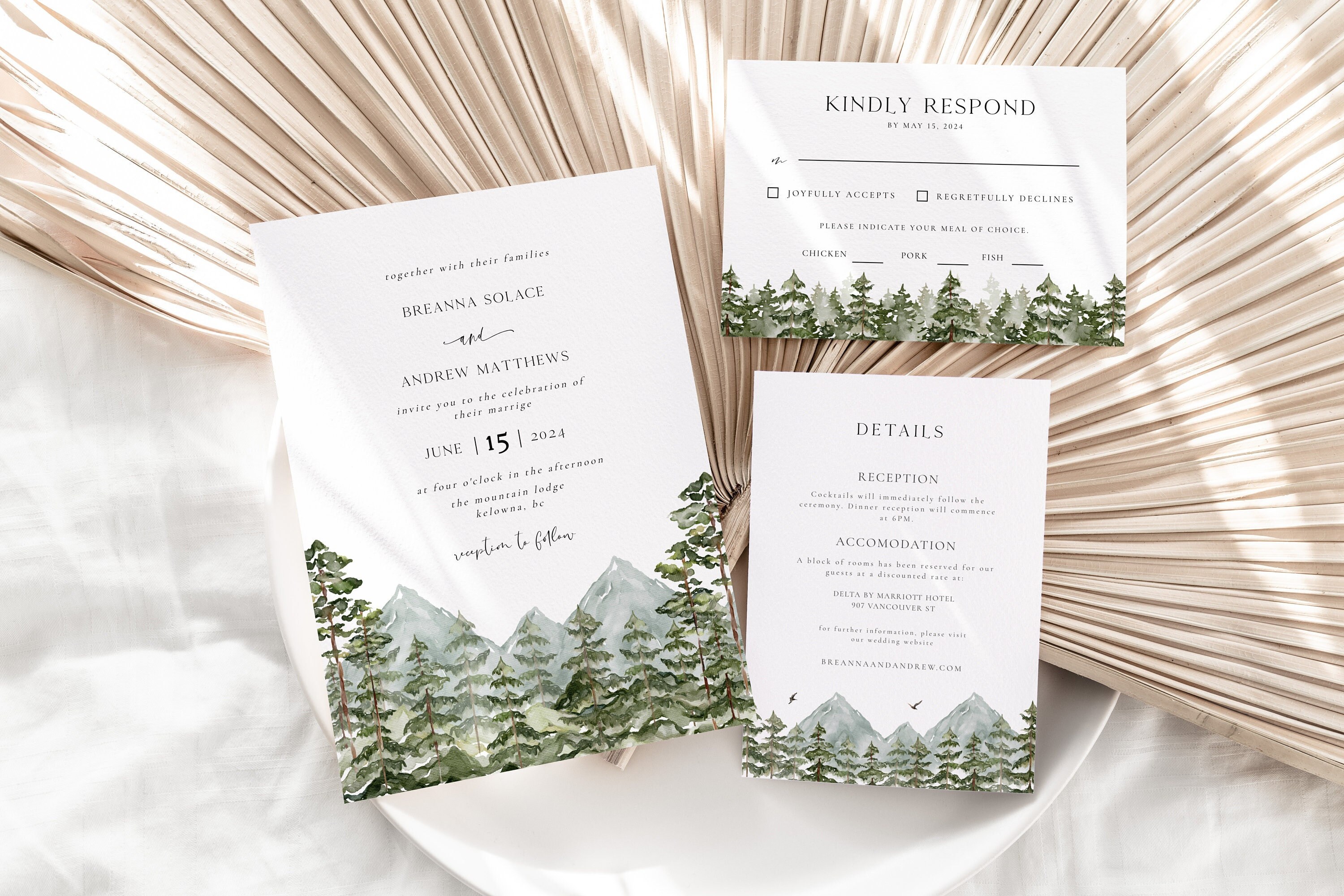 DANA Rustic Mountain Wedding Invitation Set Including Details and RSVP ...