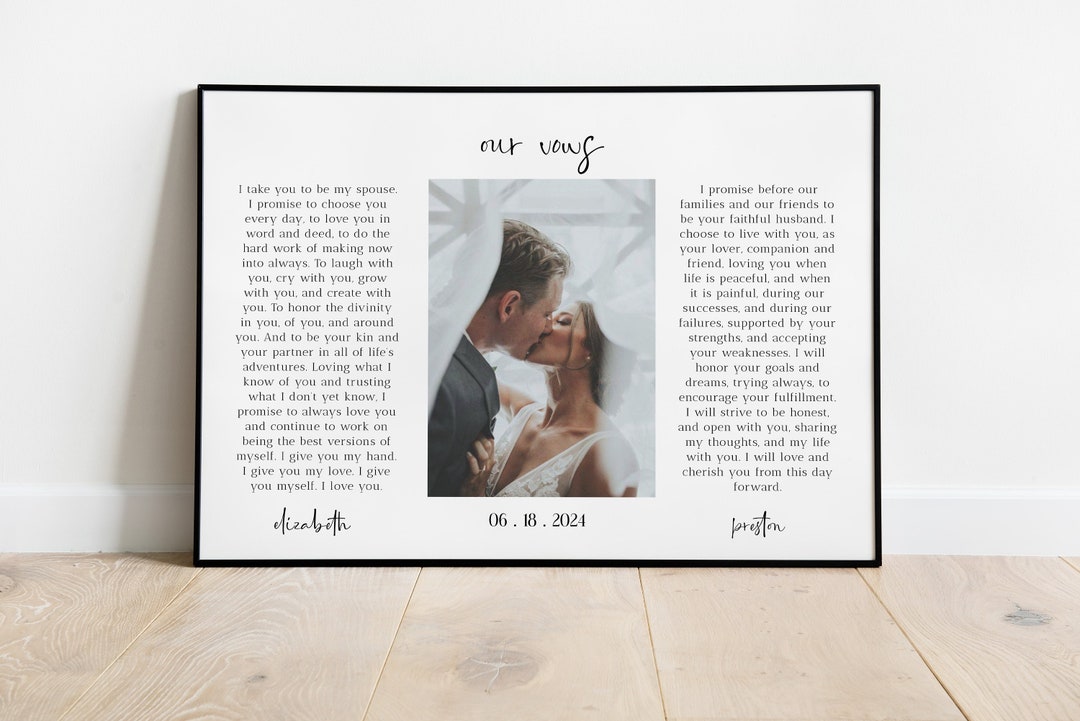 His & Her's Wedding Vows Keepsake Printable | Anniversary Gift | Our ...