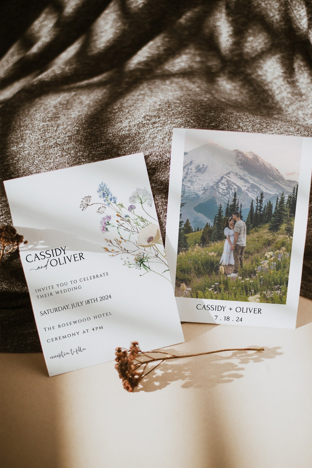 ETHEREAL Floral Wedding Invitation | Front and Back Photo Wedding ...