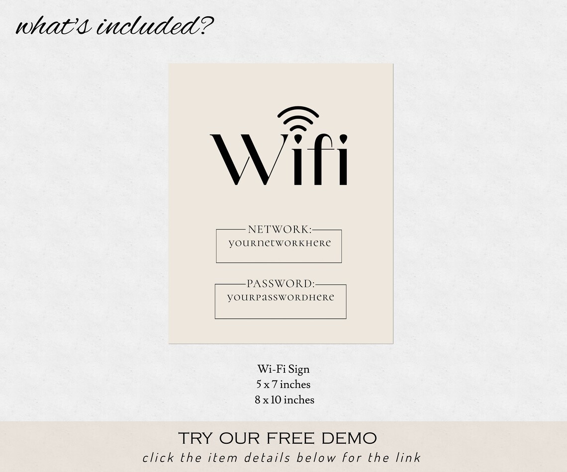 WIFI Password Sign Template Digital Download Printable Guest Wi-fi ...