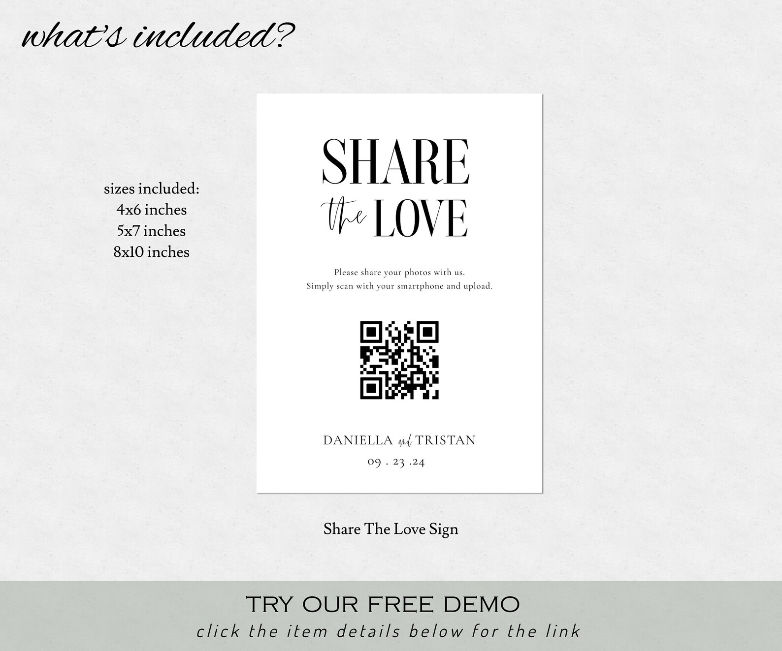 Share the Love Sign Photo QR Code Sign Template Capture the Love QR ...