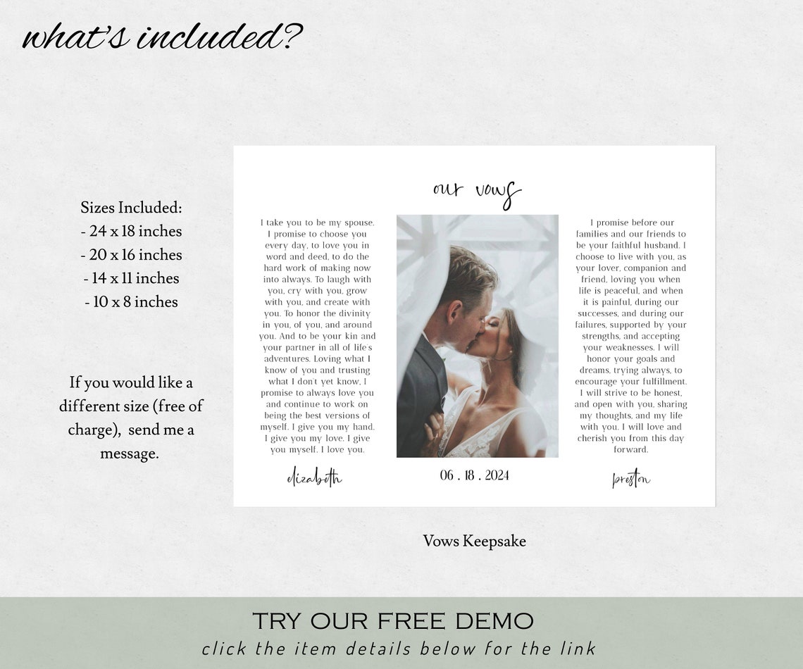 His & Her's Wedding Vows Keepsake Printable Anniversary - Etsy
