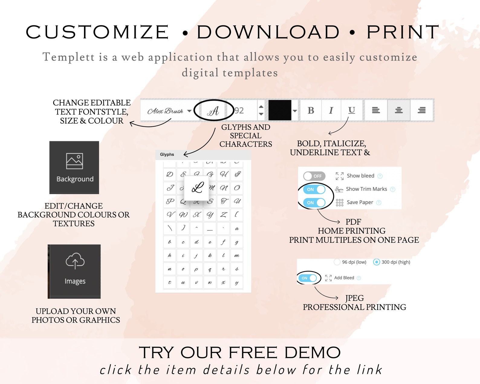 ISLA Blue Wildflower Wedding Invitation Template Boho - Etsy